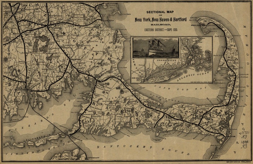 1893 Map of the Railroad Lines of the New Haven and Hartford Railroad ...